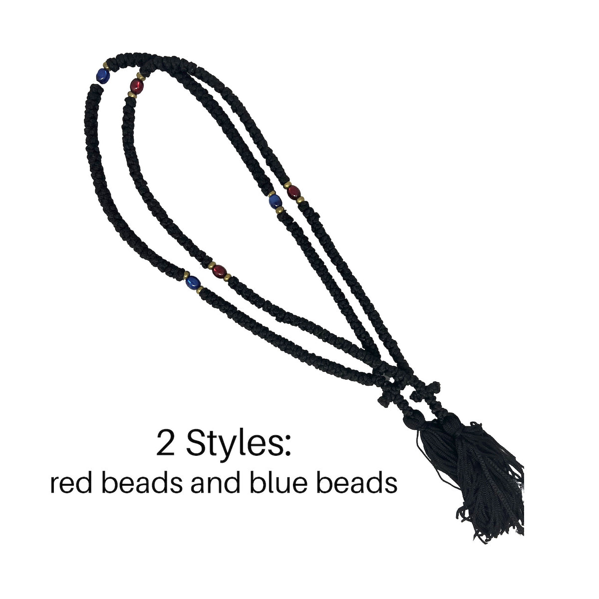 100 knots Greek Orthodox Christian Prayer Rope with Blue and red Decor ...